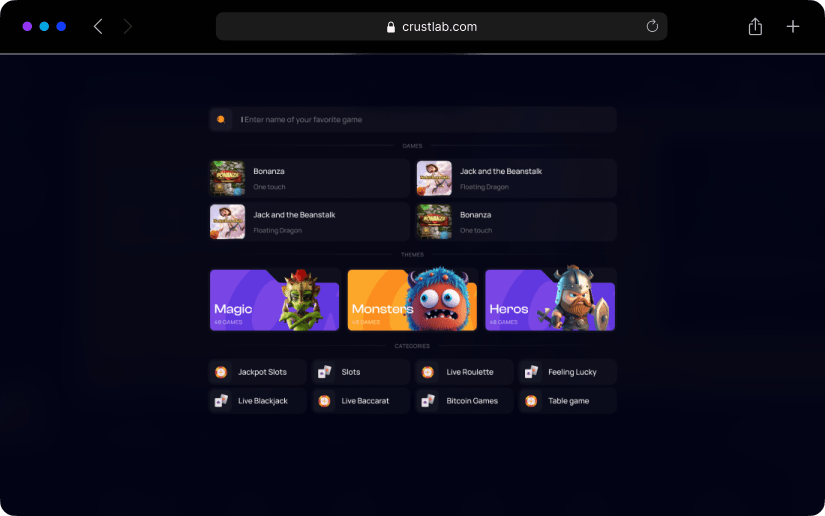 Crypto Casino with Custom Frontend Design & Social Features - CrustLab