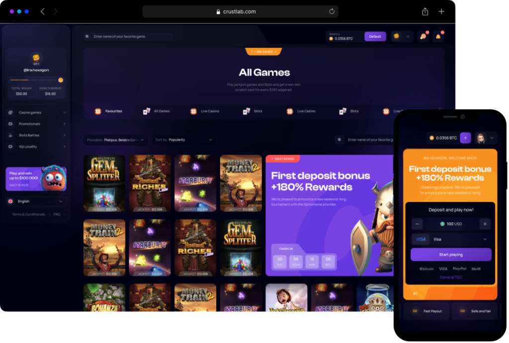 Crypto Casino with Custom Frontend Design & Social Features - CrustLab